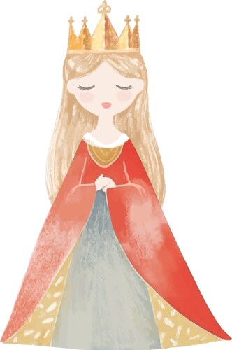 Cute fairytale princess waving hand little girl Vector Image