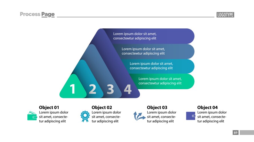 Four steps project process chart template Vector Image