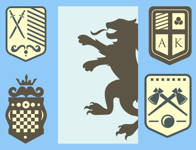 Heraldic royal crest medieval knight elements Vector Image
