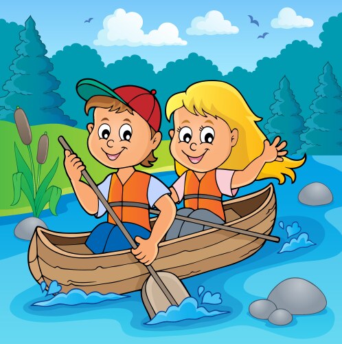 Children rafting Royalty Free Vector Image - VectorStock