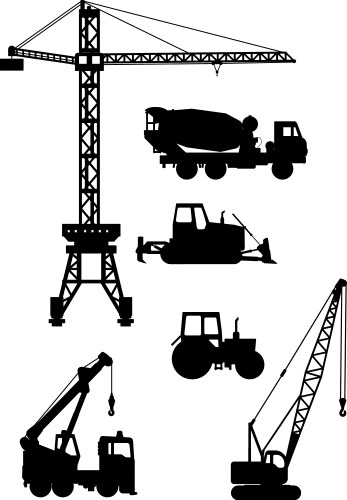 Set of detailed heavy construction and mining Vector Image