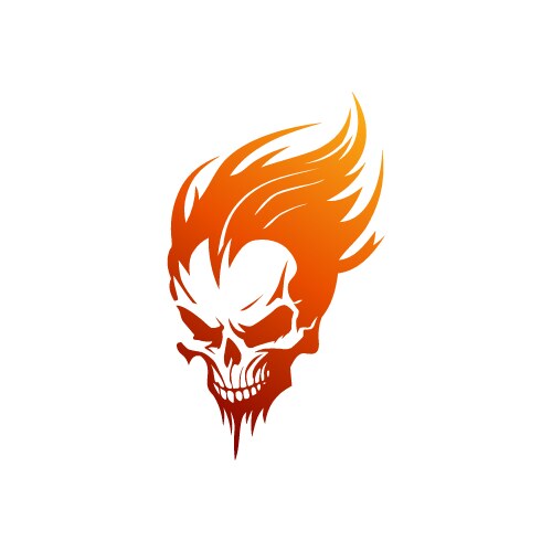 Skull on fire with flames Royalty Free Vector Image