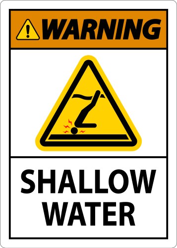 Water safety sign caution - shallow Royalty Free Vector