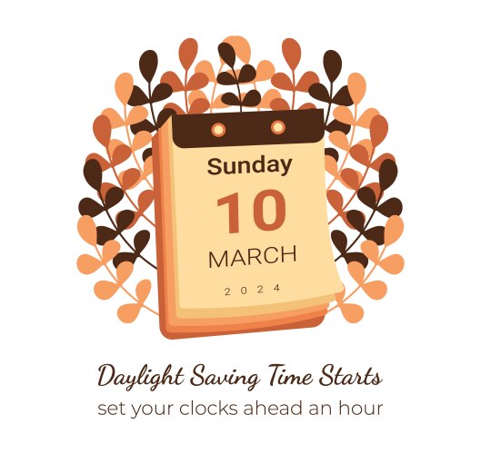 Spring forward 2024 web banner with calendar date Vector Image