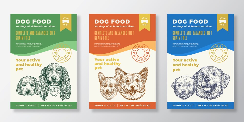 Dog food label template abstract packaging Vector Image