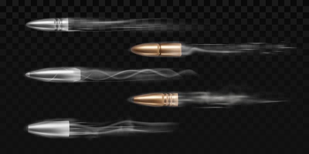Bullet flies leaving trail smoke realistic Vector Image