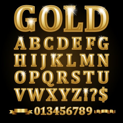 5th anniversary golden numbers isolated on black Vector Image