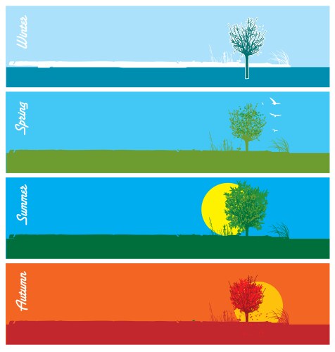 Four seasons of tree and landscape Royalty Free Vector Image