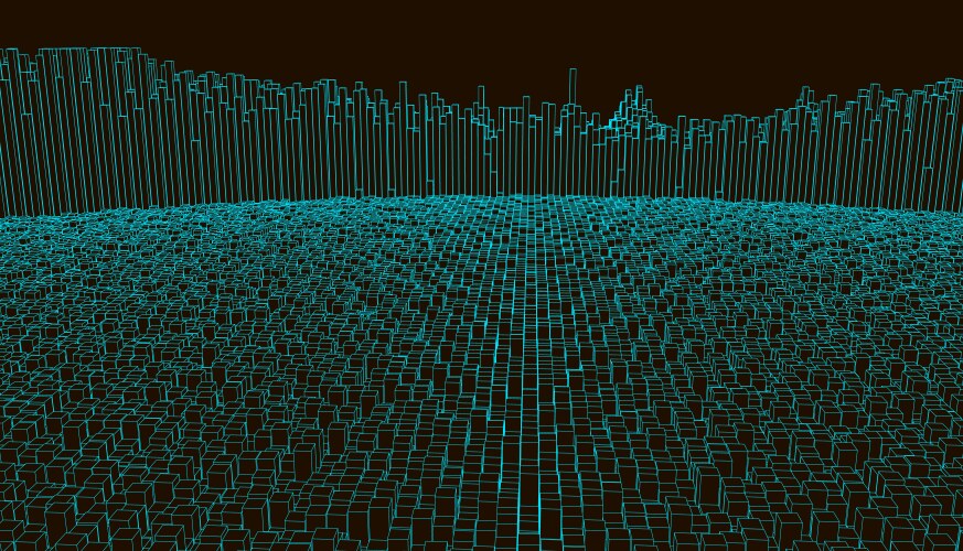 Square pattern wireframe landscape background Vector Image