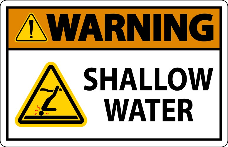 Water safety sign caution - shallow Royalty Free Vector
