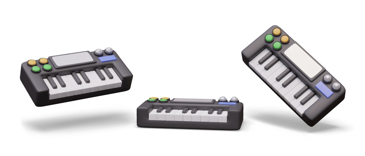 Synthesizer in realistic style mockup Royalty Free Vector