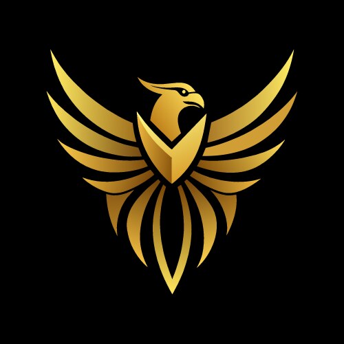 Black golden aura unique roaring flying eagle Vector Image