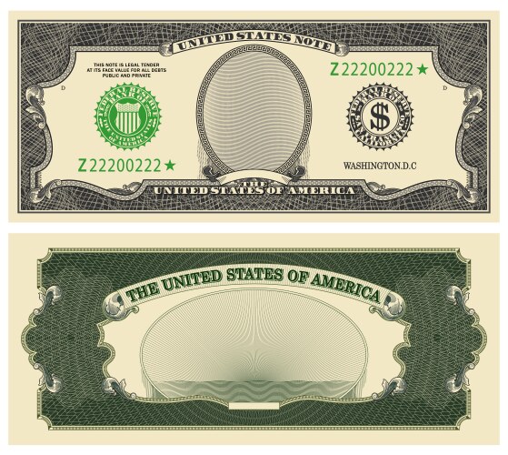 Empty blank of obverse and reverse paper banknote Vector Image