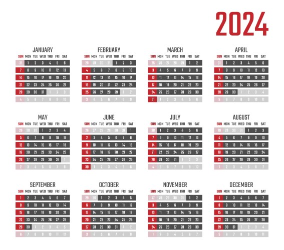 2024 year calendar design Royalty Free Vector Image