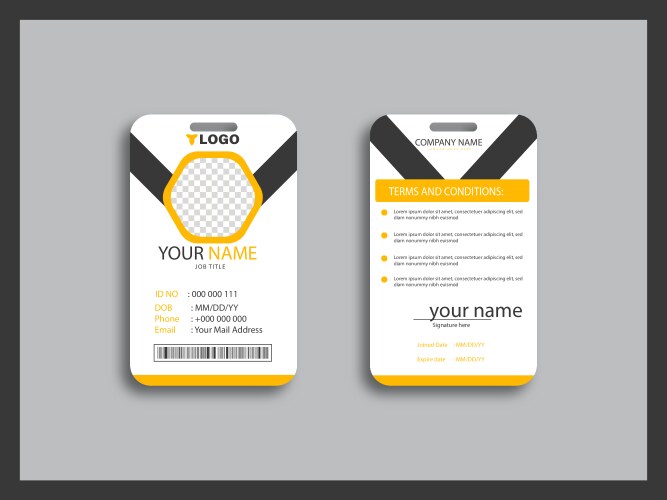Id card template front and back Royalty Free Vector Image