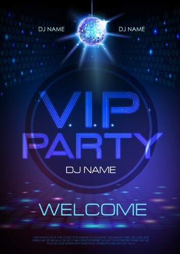 Dance party poster background template with glow Vector Image