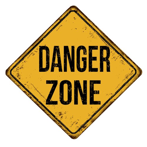 Danger zone vintage rusty metal sign Royalty Free Vector