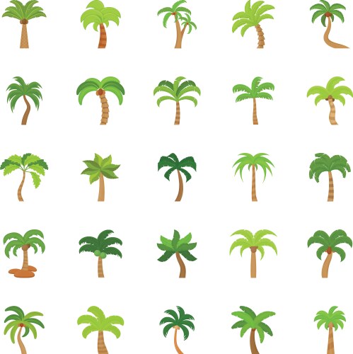 Collection of tropical trees palms and other Vector Image