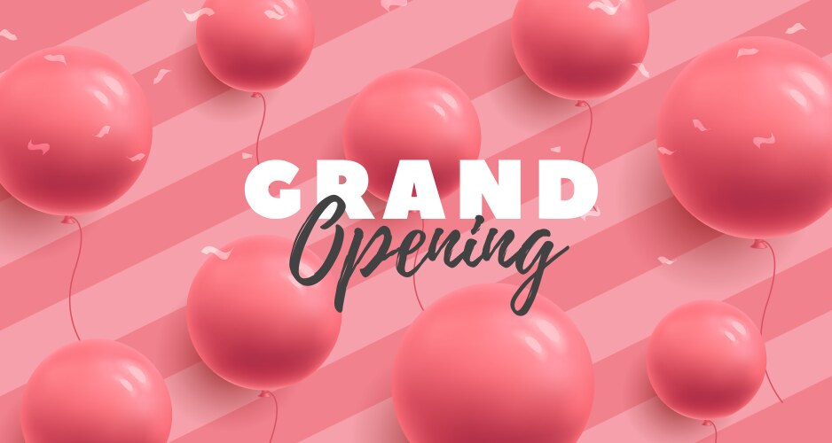 Grand opening celebration banner with realistic Vector Image