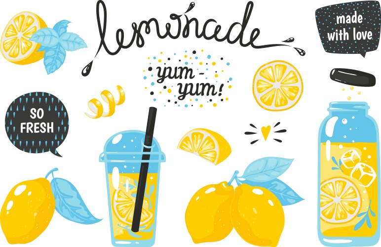 Cartoon juice and lemonade refreshing summer Vector Image