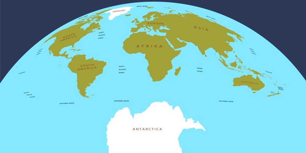 Map world oceans and continents on a flat Vector Image