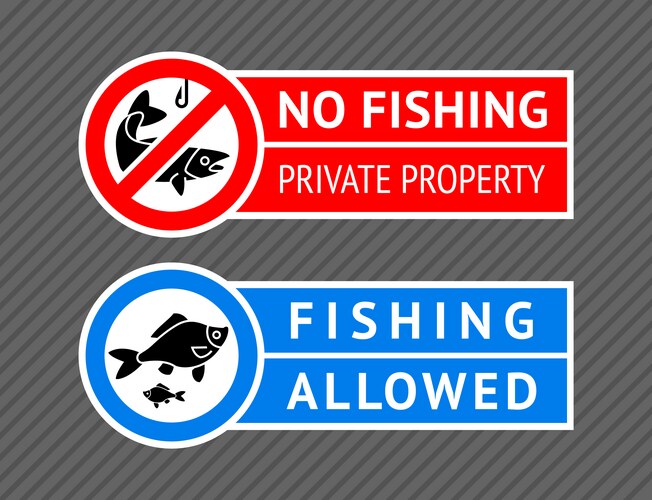 Sticker set no fishing or allowed Royalty Free Vector Image