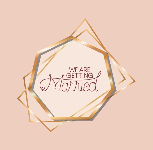 We are getting married text in gold frame Vector Image