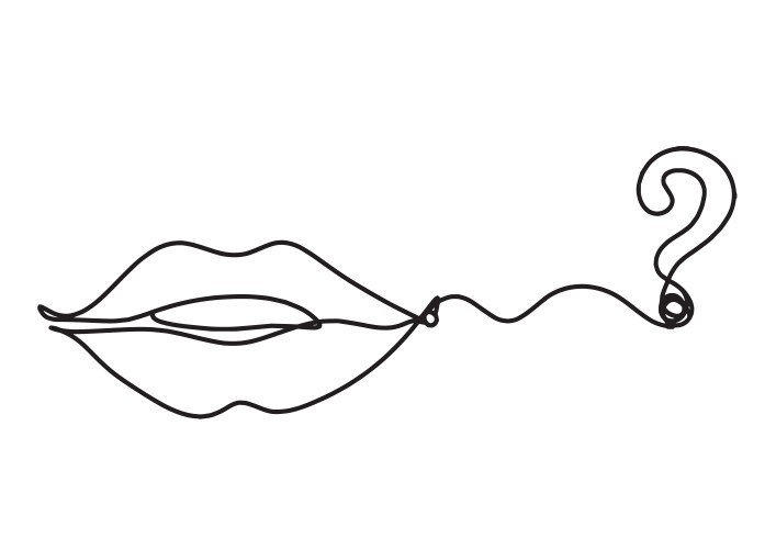 Woman silhouette face with question mark as line Vector Image