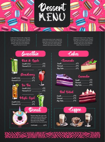 Menu design template dessert Royalty Free Vector Image