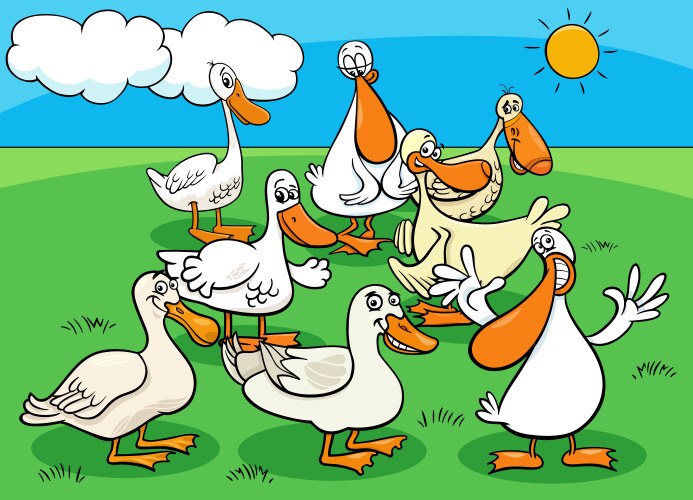 Cartoon duck farm bird animal character Royalty Free Vector