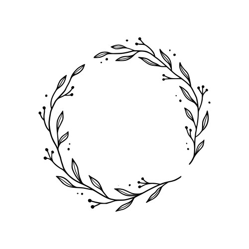 Hand drawn floral wreath round frame with leaves Vector Image