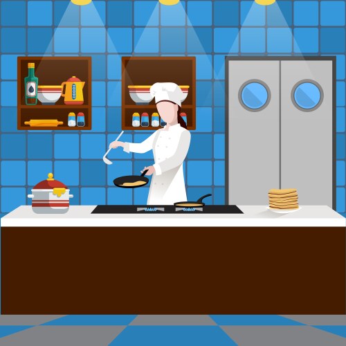 Chefs with cooking set Royalty Free Vector Image