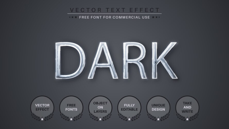 Dark night - editable text effect font style Vector Image