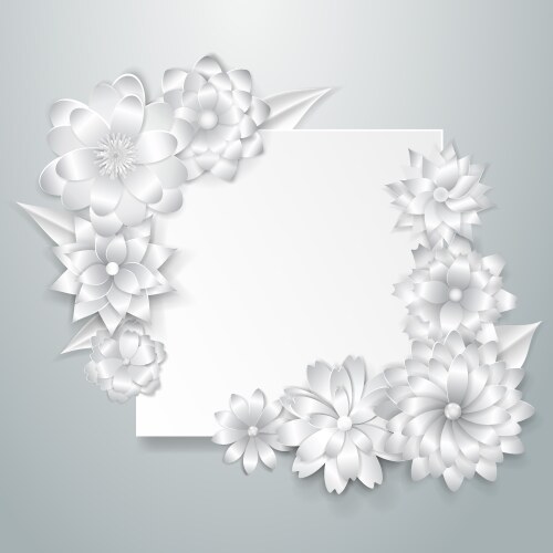 Paper cut flowers frame greeting card template Vector Image