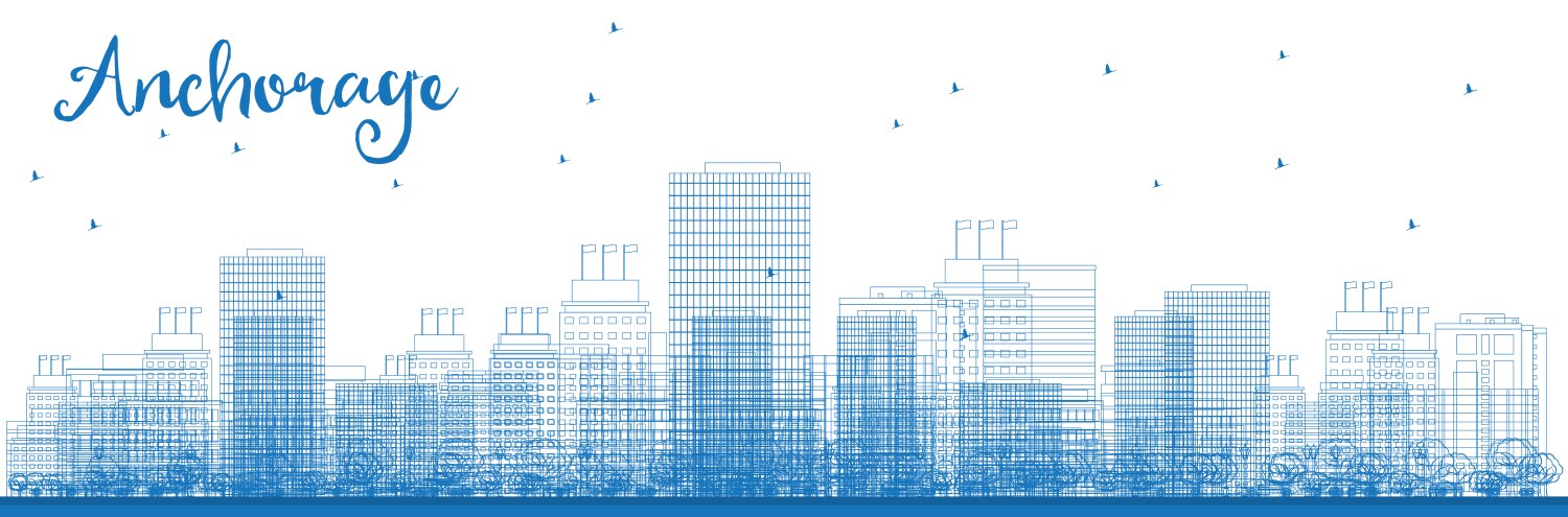 Anchorage single line skyline profile banner Vector Image