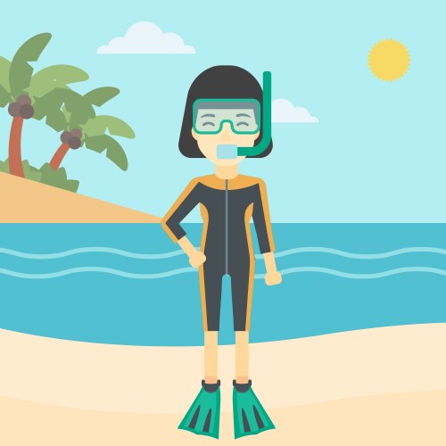 Woman diving with scuba and showing ok sign Vector Image