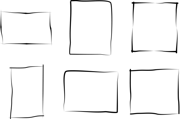 Hand drawn frame square double thin line Vector Image