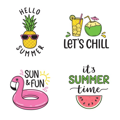Big summer set of sun and fun hand drawn elements Vector Image