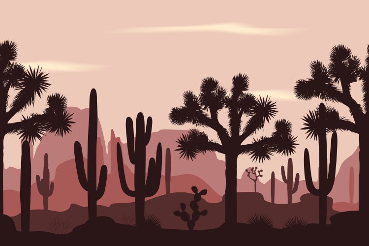 Desert pattern with joshua trees opuntia Vector Image
