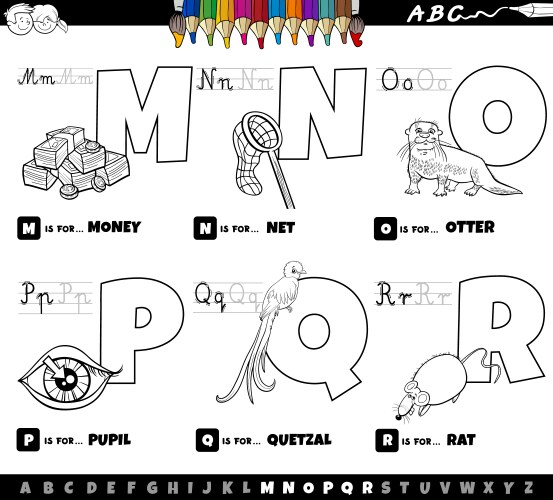 Educational cartoon alphabet letters for children Vector Image