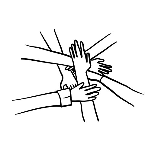 Team Unity - Four Hands Logo – Royalty-Free Vector | VectorStock