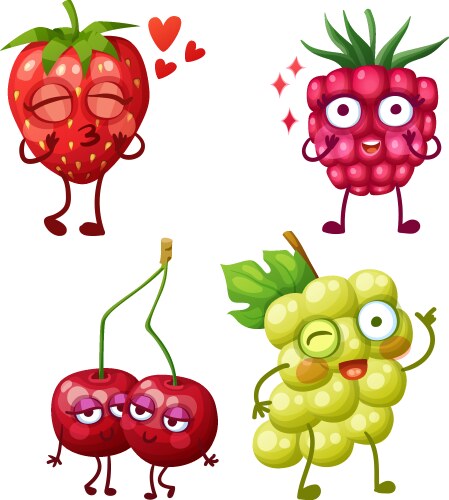Funny happy raspberry character Royalty Free Vector Image