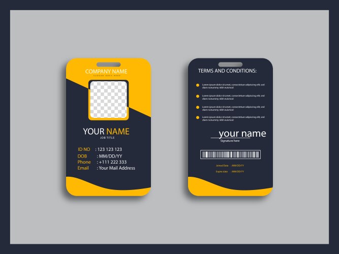 Id card template front and back Royalty Free Vector Image