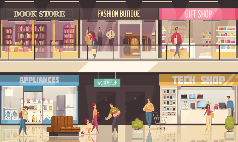 Shopping mall infographic Royalty Free Vector Image