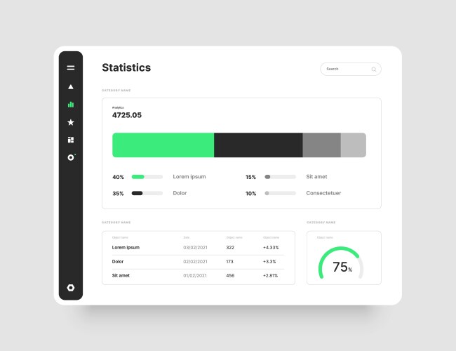 Ui dashboard ux app kit with finance graphs pie Vector Image