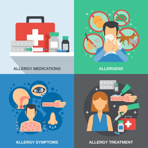 Food allergens allergy icon set Royalty Free Vector Image