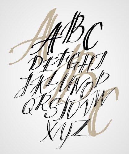 Hand-drawn doodle calligraphy alphabet Royalty Free Vector