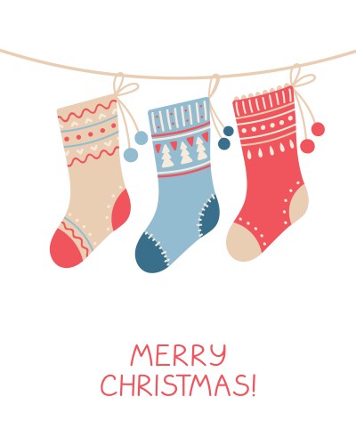 Christmas socks text frame Royalty Free Vector Image