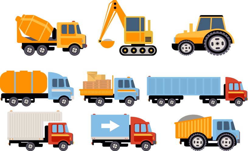 Construction vehicles set heavy machines Vector Image