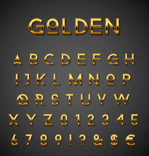 Calligraphic golden letters vintage elegant gold Vector Image